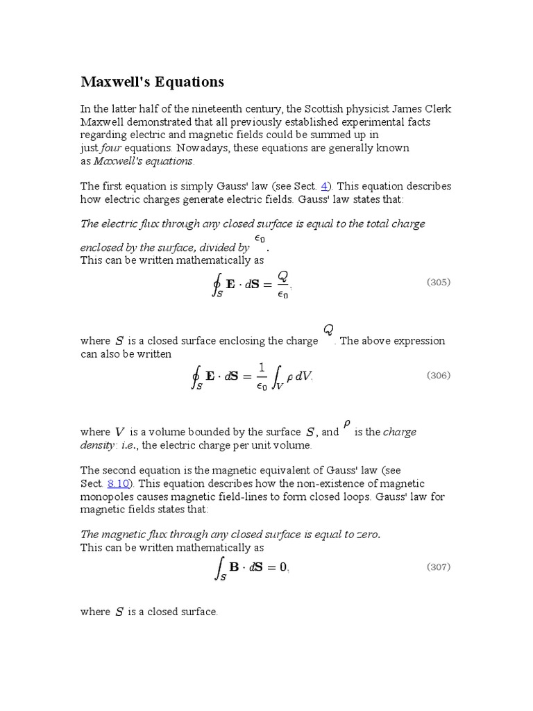 Maxwell Eqations | PDF | Maxwell's Equations | Magnetic Field
