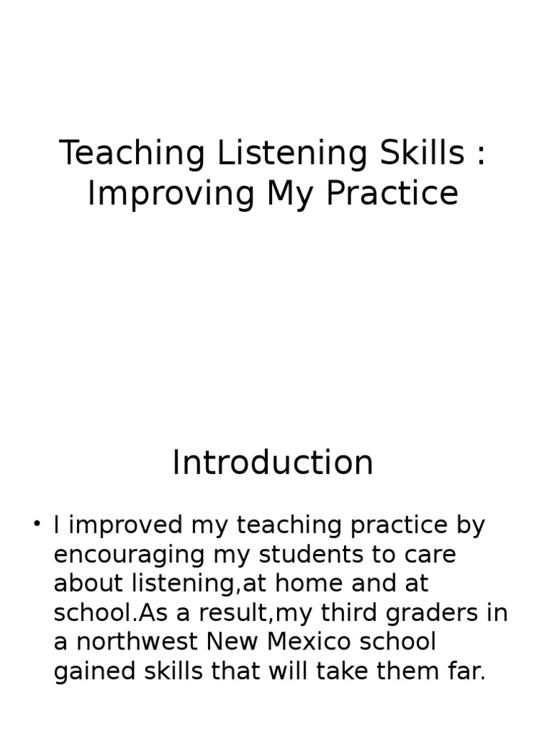 Enhancing Third Graders' Listening Skills | PDF