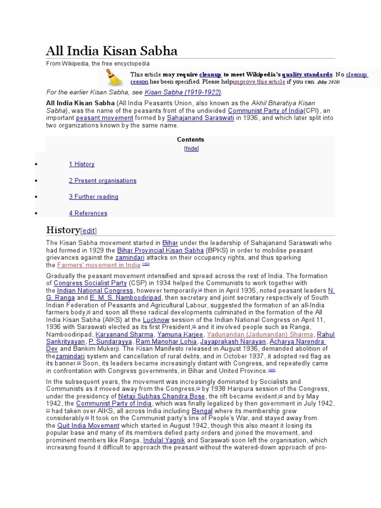 All India Kisan Sabha | Download Free PDF | Socialist States ...