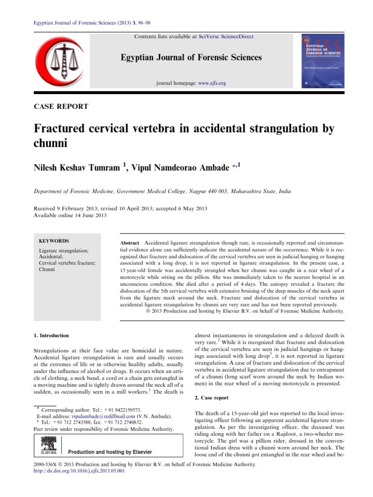 Fractured Cervical Vertebra in Accidental Strangulation by Chunni | PDF ...