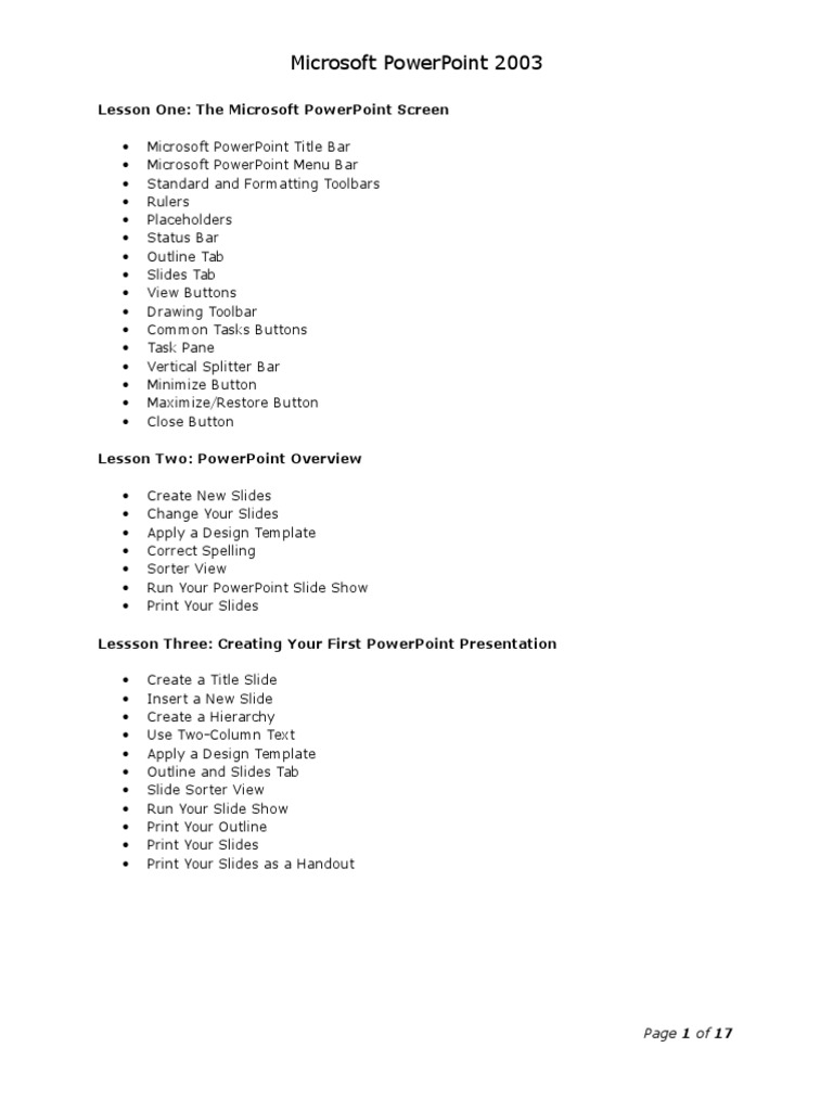 Lesson One: The Microsoft Powerpoint Screen | PDF | Page Layout | Icon ...