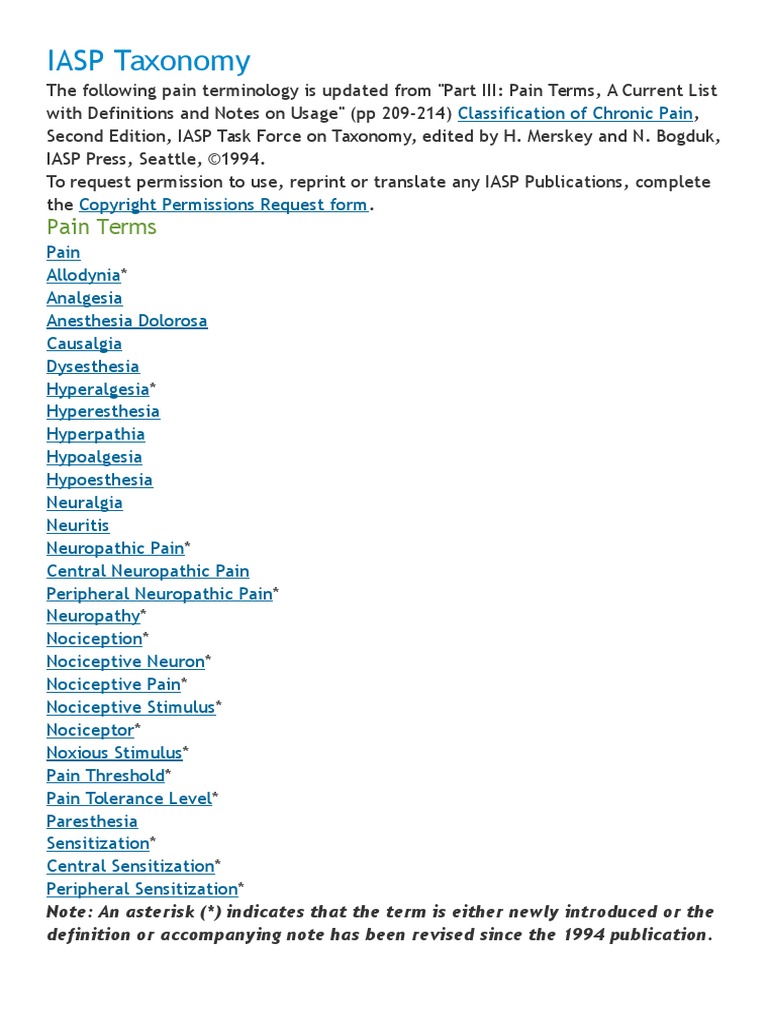 IASP Taxonomy | PDF | Peripheral Neuropathy | Pain