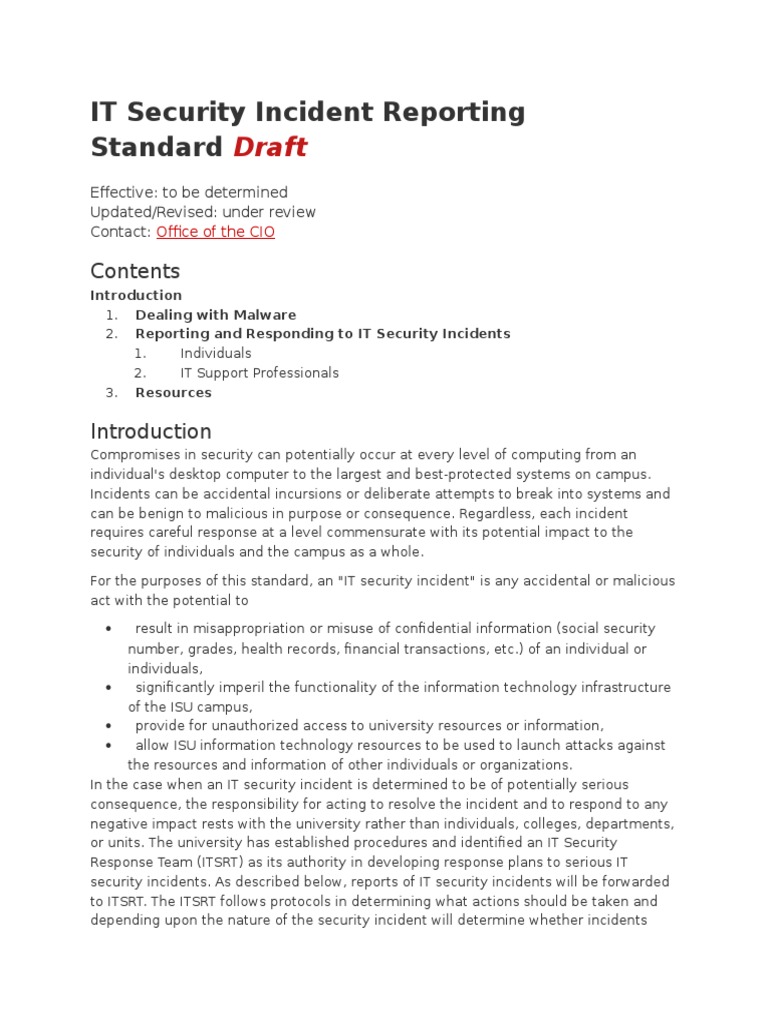 IT Security Incident Reporting Guidelines | PDF | Computer Security ...