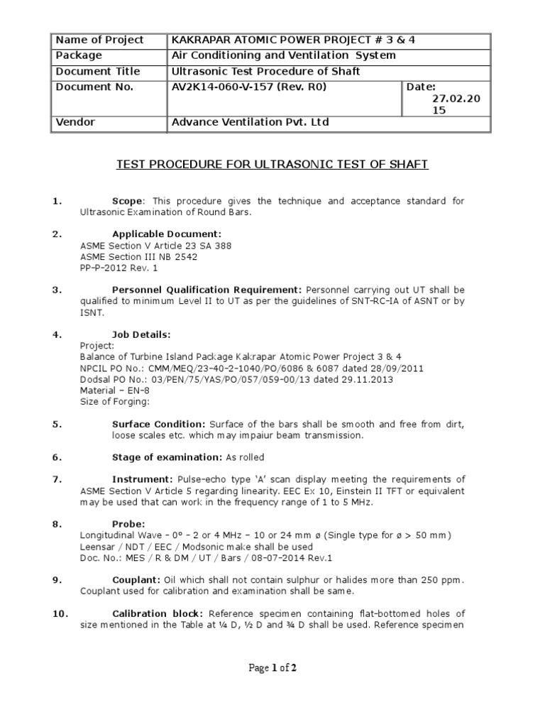Procedure of UT-Test | PDF | Ultrasound | Applied And Interdisciplinary ...