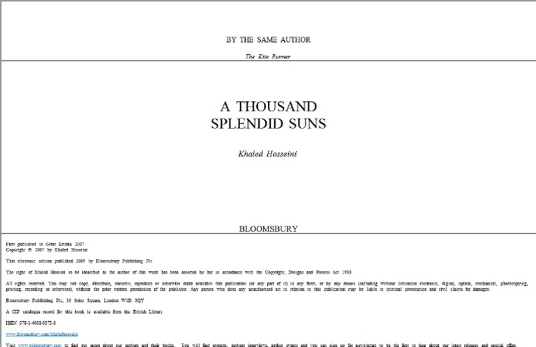 A Thousand Splendid Suns | PDF