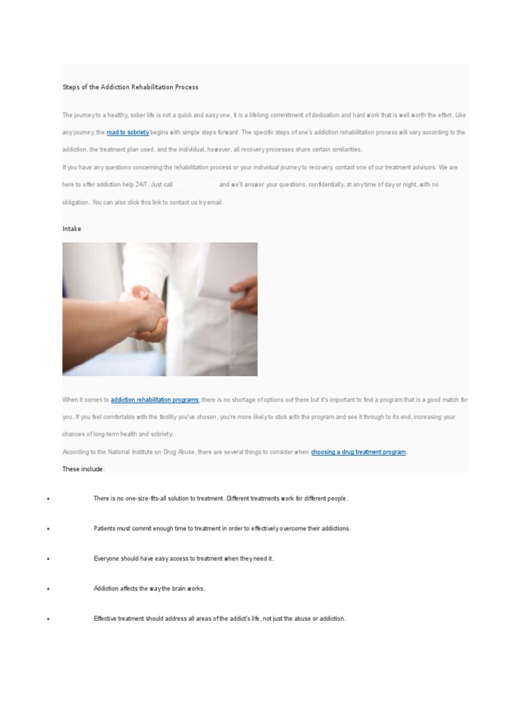 Road To Sobriety: Steps of The Addiction Rehabilitation Process | PDF ...
