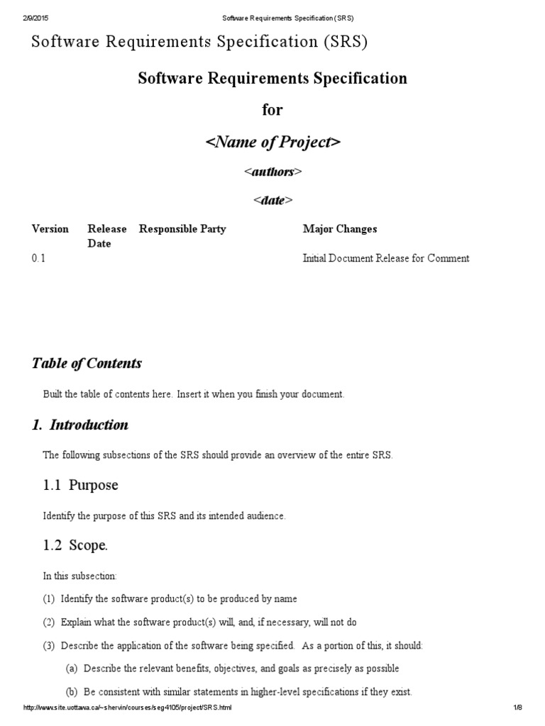 Software Requirements Specification (SRS) | PDF | Specification ...