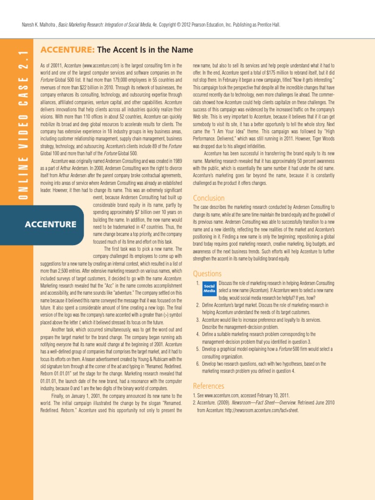 Accenture 1 Page Summar | Accenture | Marketing Research