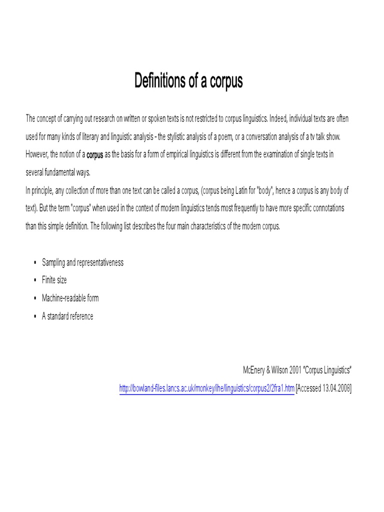 CORPUS TYPES and CRITERIA | PDF | Linguistics | Sampling (Statistics)
