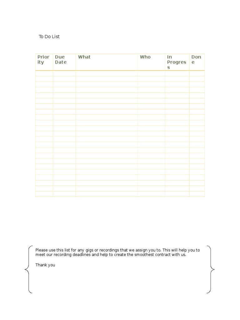 Recording Gigs To-Do List | PDF