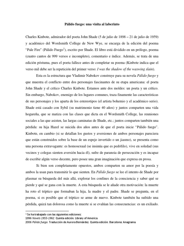 Pálido fuego: laberinto de Shade y Kinbote | PDF | Science | Ciencia ...