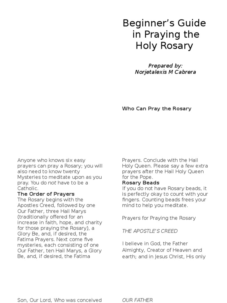 Beginner's Guide in Praying The Holy Rosary | PDF | Rosary | Lord's Prayer