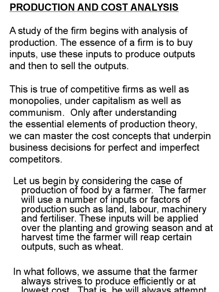 Production & Costs | PDF | Production Function | Supply (Economics)