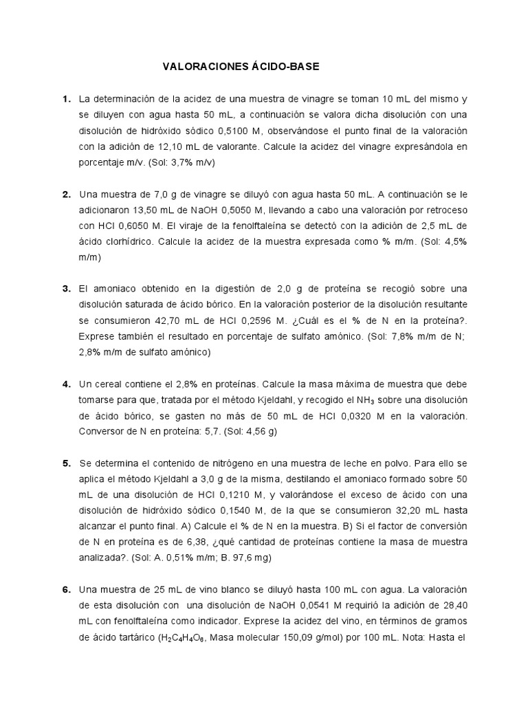 Análisis de valoraciones ácido-base y determinación de acidez en ...