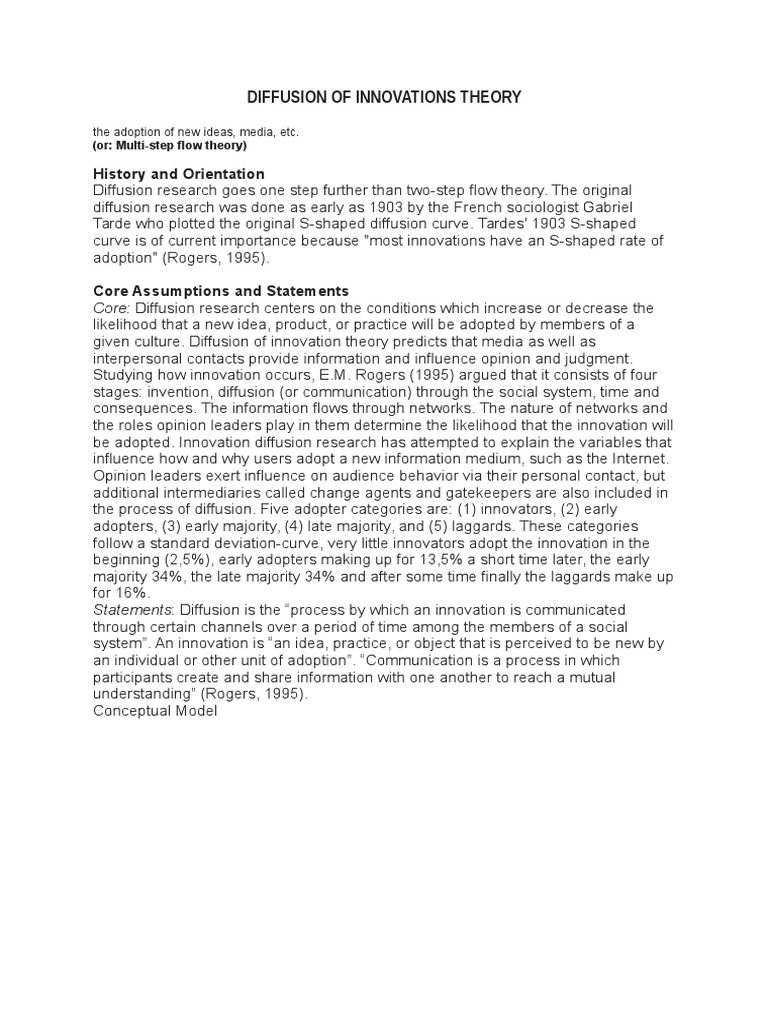 Diffusion of Innovations Theory | PDF | Competence (Human Resources ...