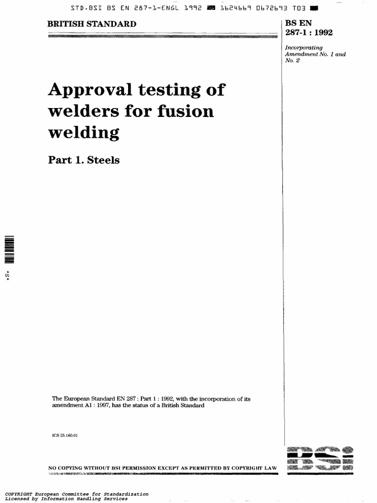 EN287-1 Approval Testing For Welders | PDF | Welding | Construction