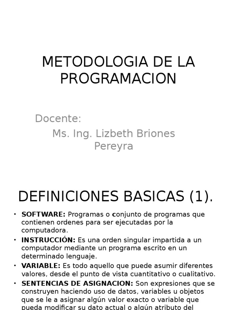 Introduccion a La Metodologia de La Programacion