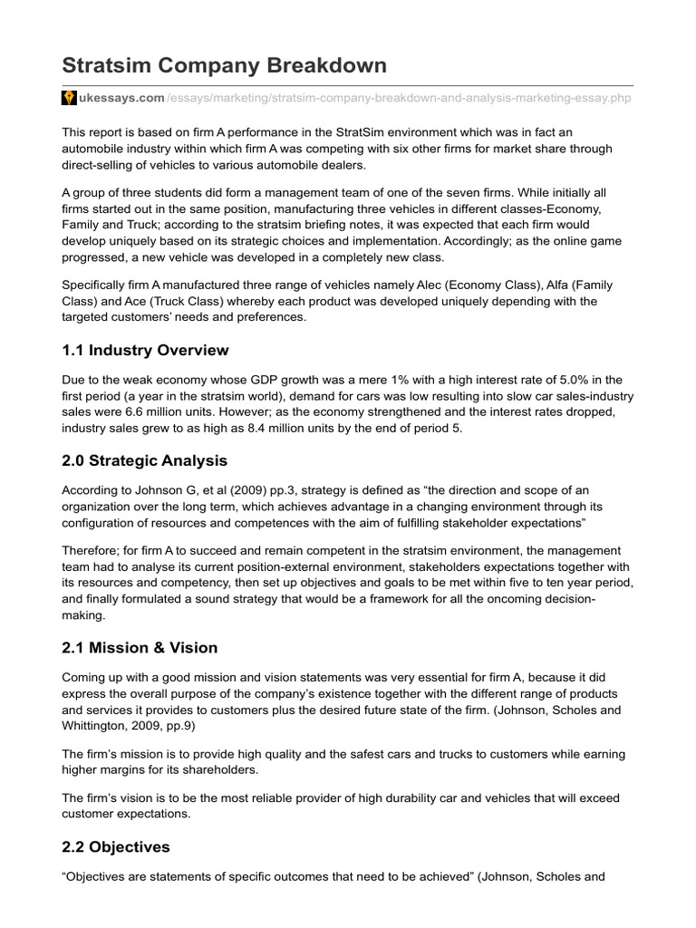 Stratsim Company Breakdown | PDF | Car | Economic Growth