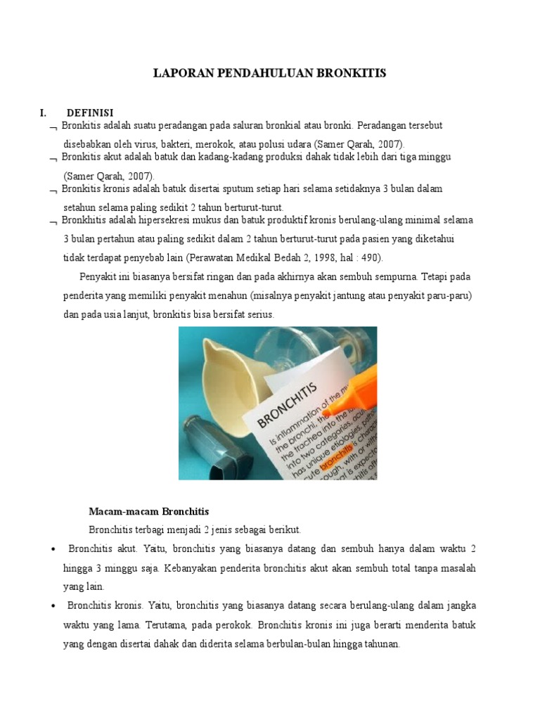 Laporan Pendahuluan Bronkitis | PDF