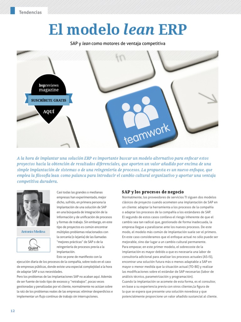 Lean ERP: Transformación Organizativa | PDF | Planificación de recursos ...