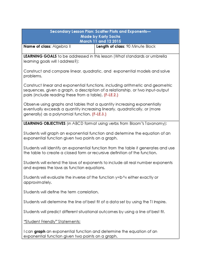 Scatter Plots and Exponents | PDF | Exponentiation | Exponential Function