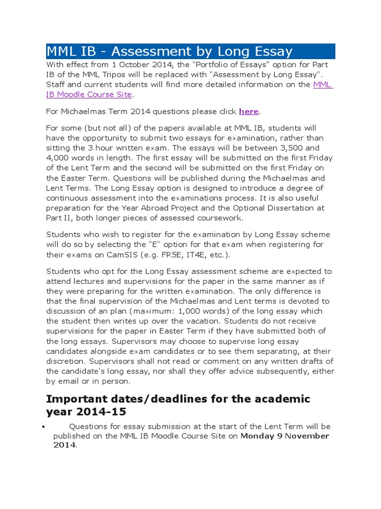 MML Ib | PDF | Essays | Test (Assessment)