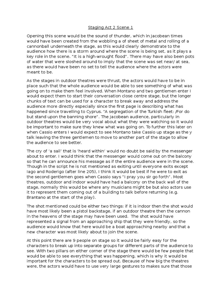 Staging Act 2 Scene 2 of Othello | PDF | Iago | Leisure