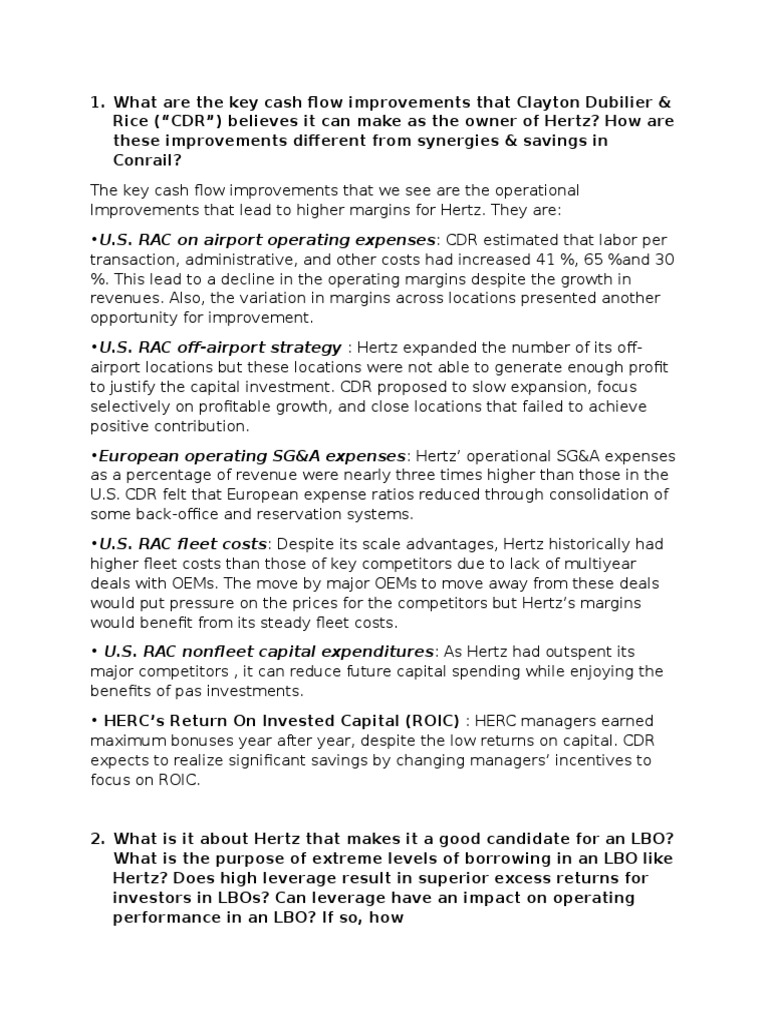 Hertz | PDF | Leveraged Buyout | Leverage (Finance)