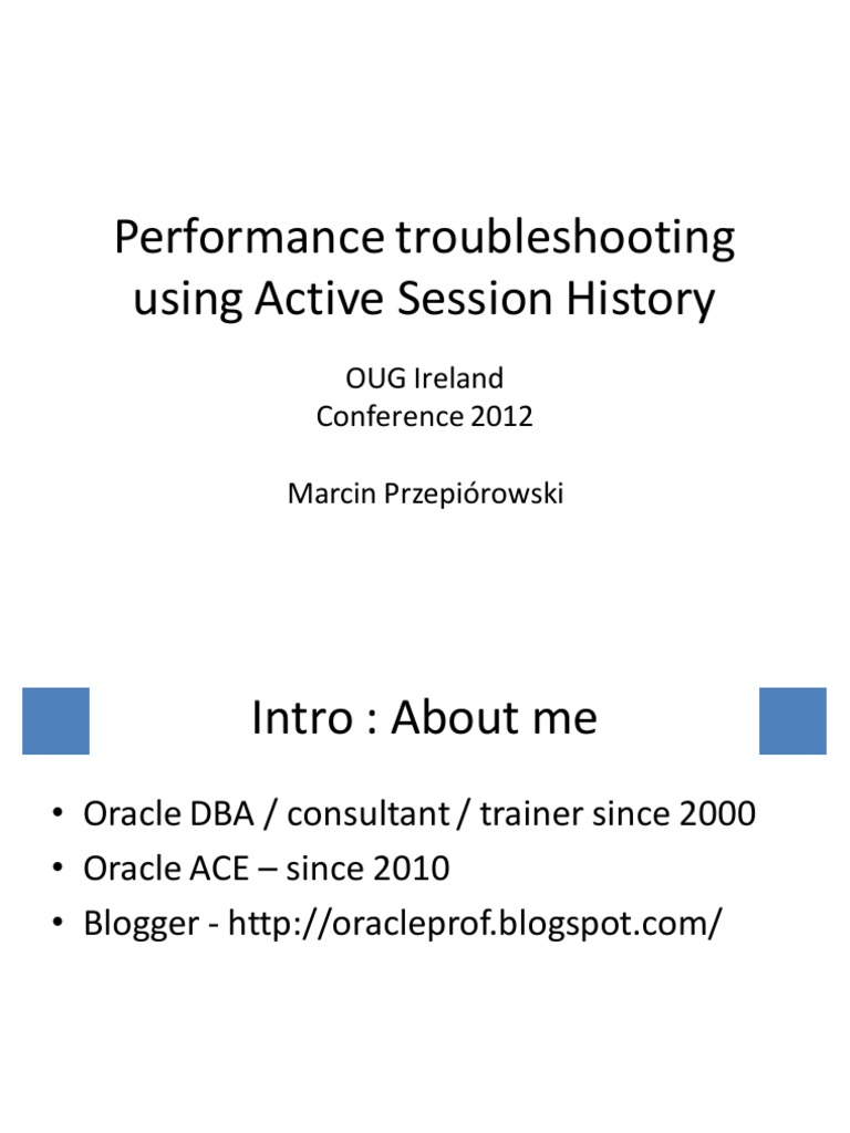Performance Troubleshooting Using Active Session History Pdf Pdf Oracle Database Sql