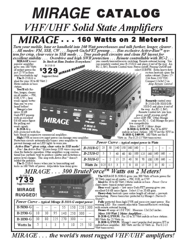 Mirage | PDF | Amplifier | Broadcasting