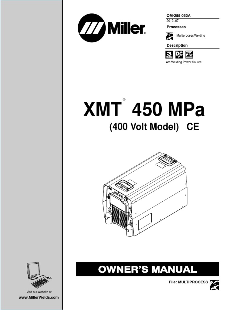 Miller XMT 450 MPa User | PDF | Welding | Construction