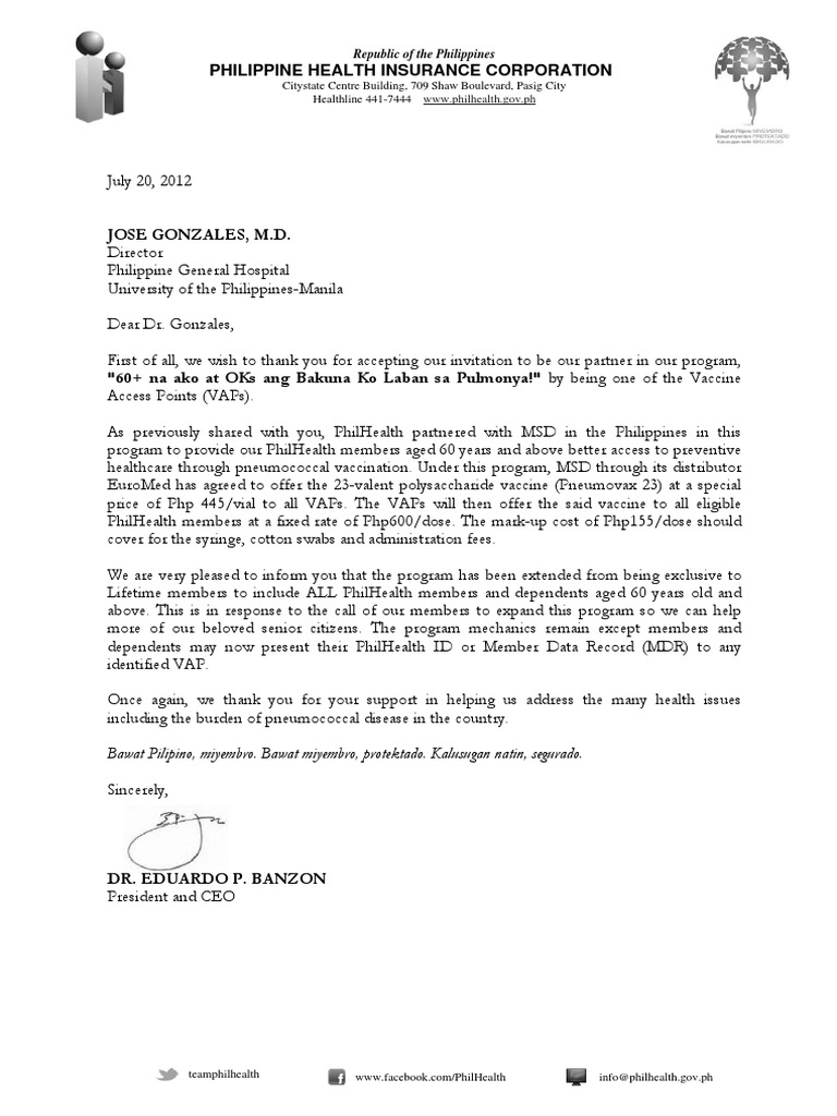 Expansion Letter - PhilHealth - Letterhead (For Printing) | PDF ...