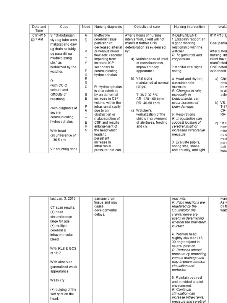 NCP Hydrocephalus | PDF | Cardiovascular System | Clinical Medicine