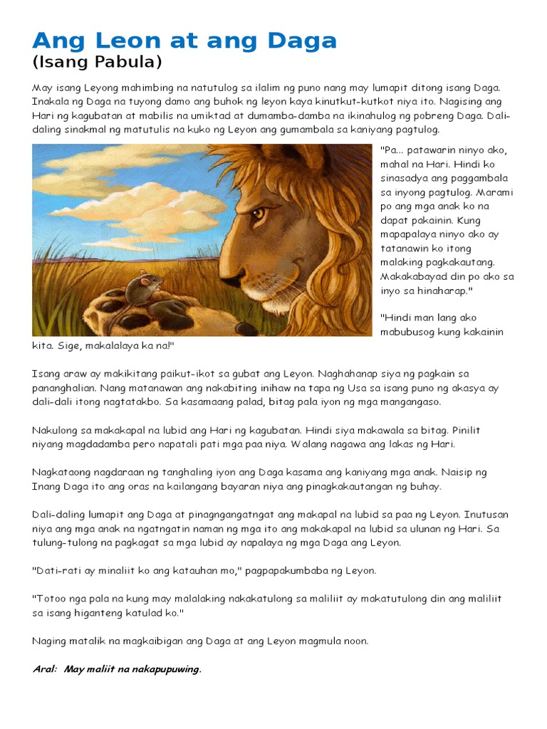 Ang Leon at Ang Daga (Isang Pabula) | PDF
