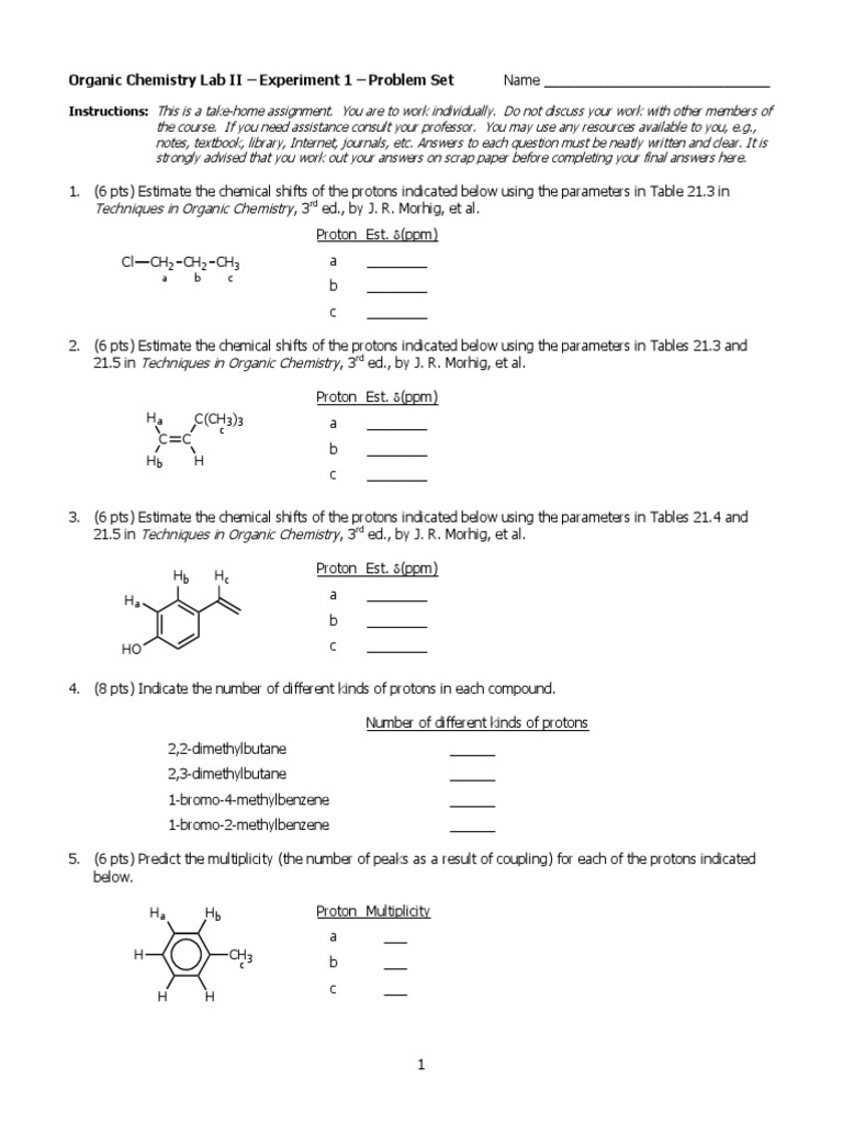 1H NMR Problem Set | PDF | Proton Nuclear Magnetic Resonance | Nuclear ...