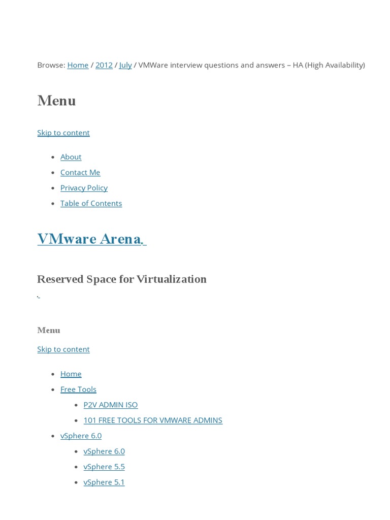 Vmware Interview Questions and Answers 20 | PDF | V Mware | Virtual Machine