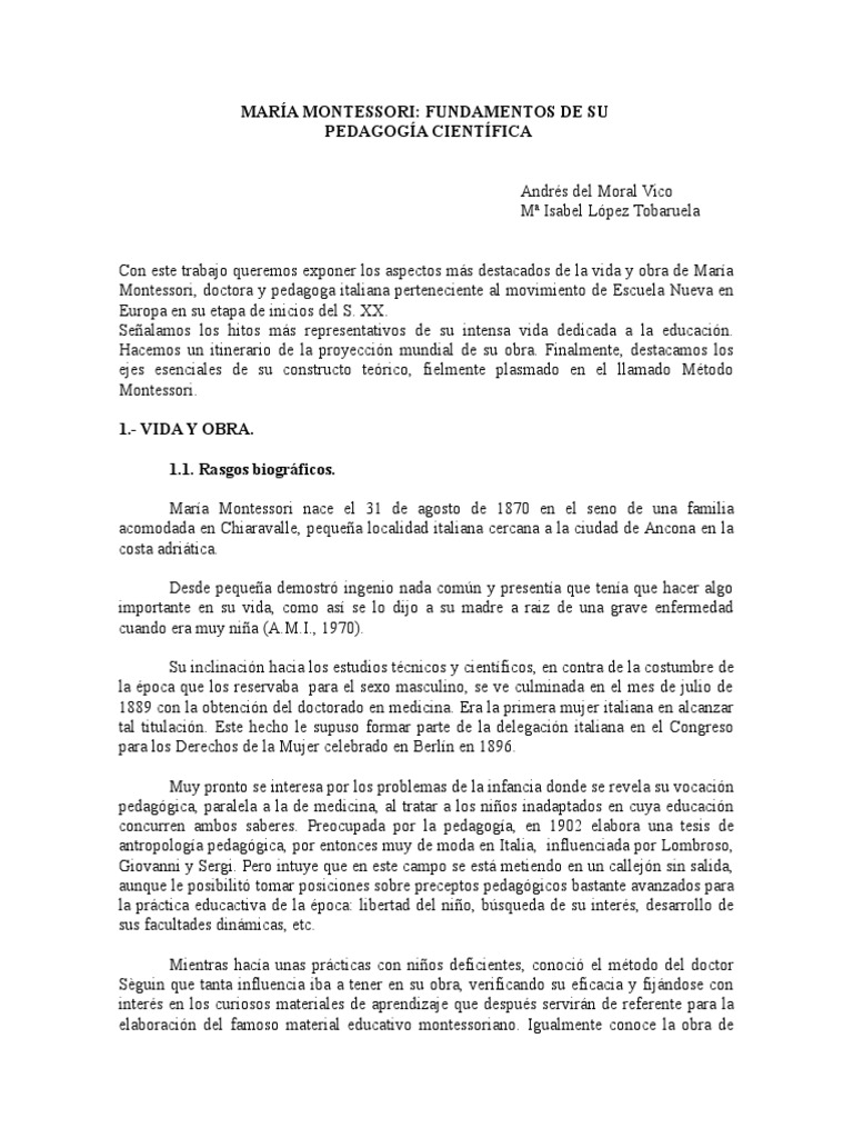 María Montessori Biografía | Educación Montessori | Adultos | Prueba ...