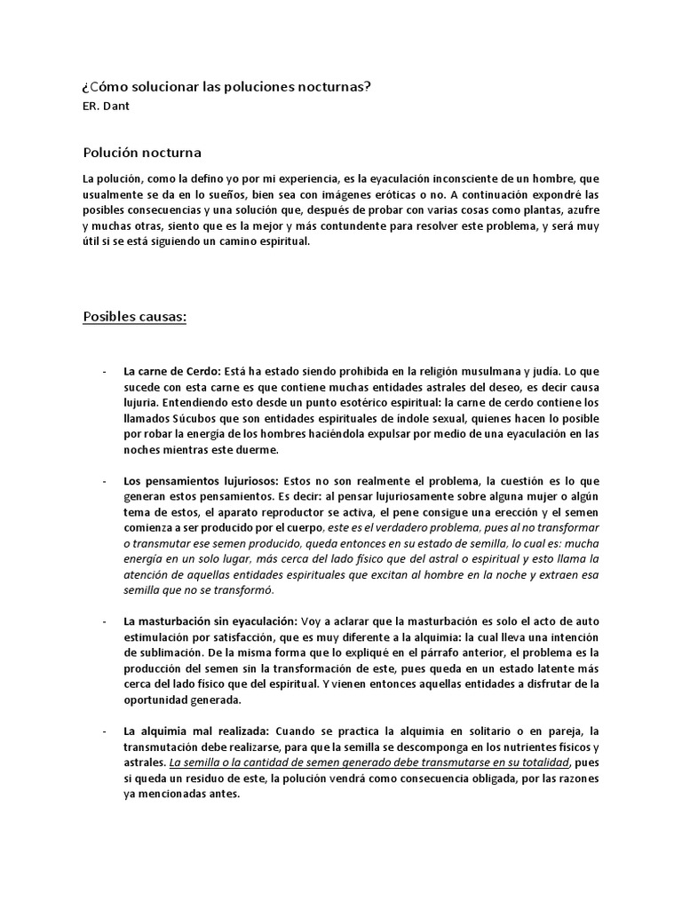 ER. Dant - ¿Cómo Solucionar Las Poluciones Nocturnas? | PDF