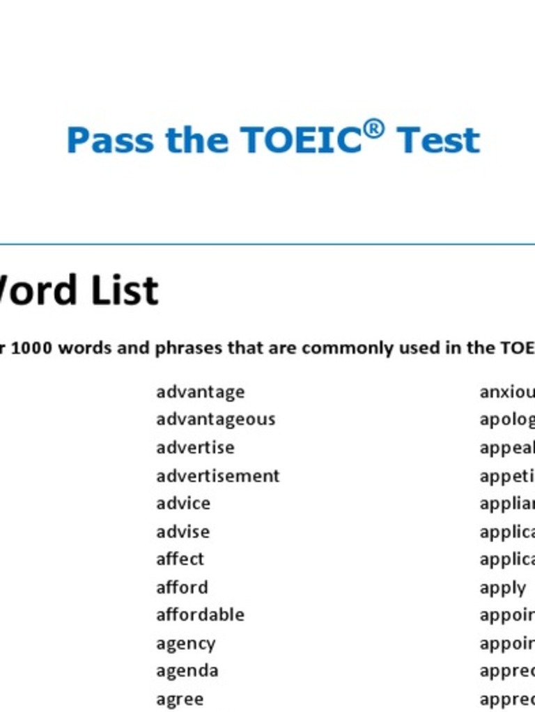 Pass the TOEIC Test - ToEIC Word List | Employment | Business