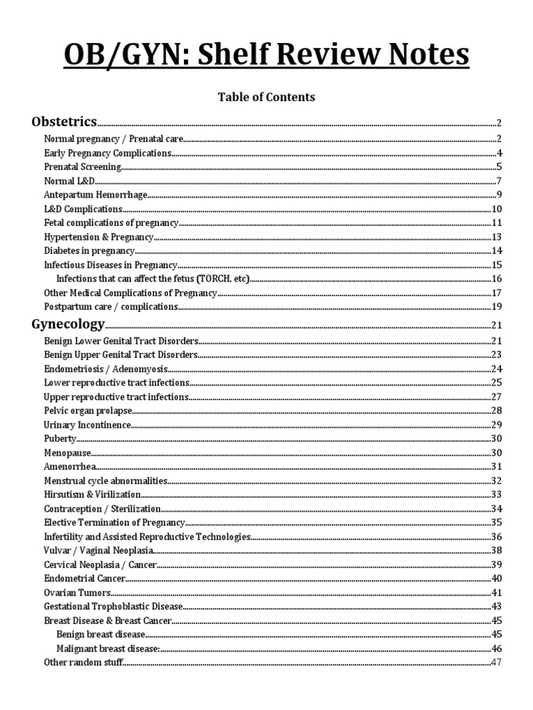OB-GYN - Shelf Review Notes | Twin | Childbirth