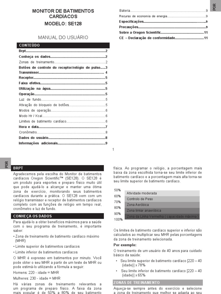 Monitor Cardíaco - Manual | PDF | Umidade | Caloria