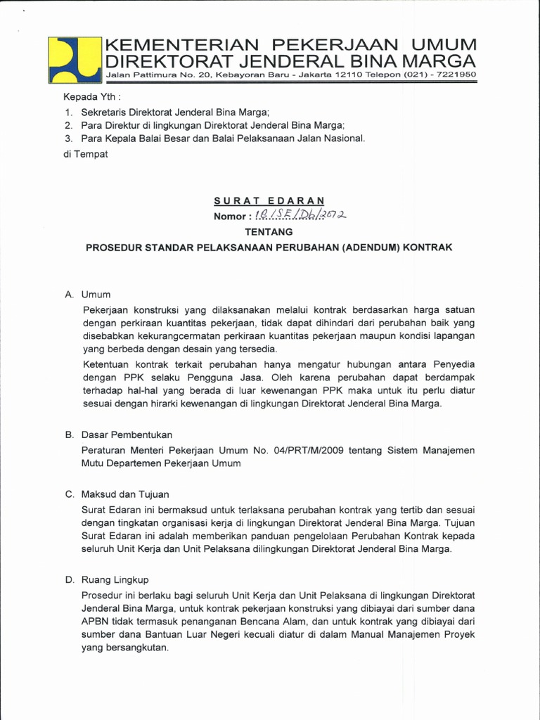 Prosedur Adendum Kontrak | PDF