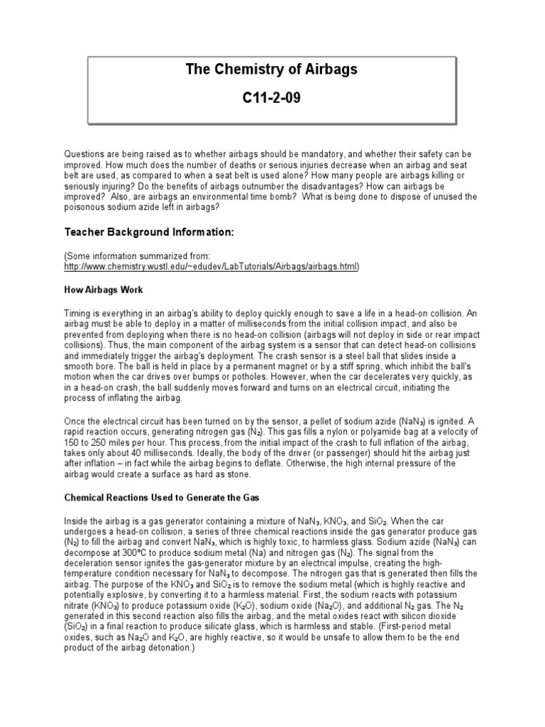 The Chemistry of Airbags C11!2!09 | PDF