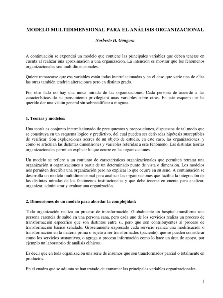 Modelo Multidimensional en Análisis Organizacional | PDF | Recursos ...