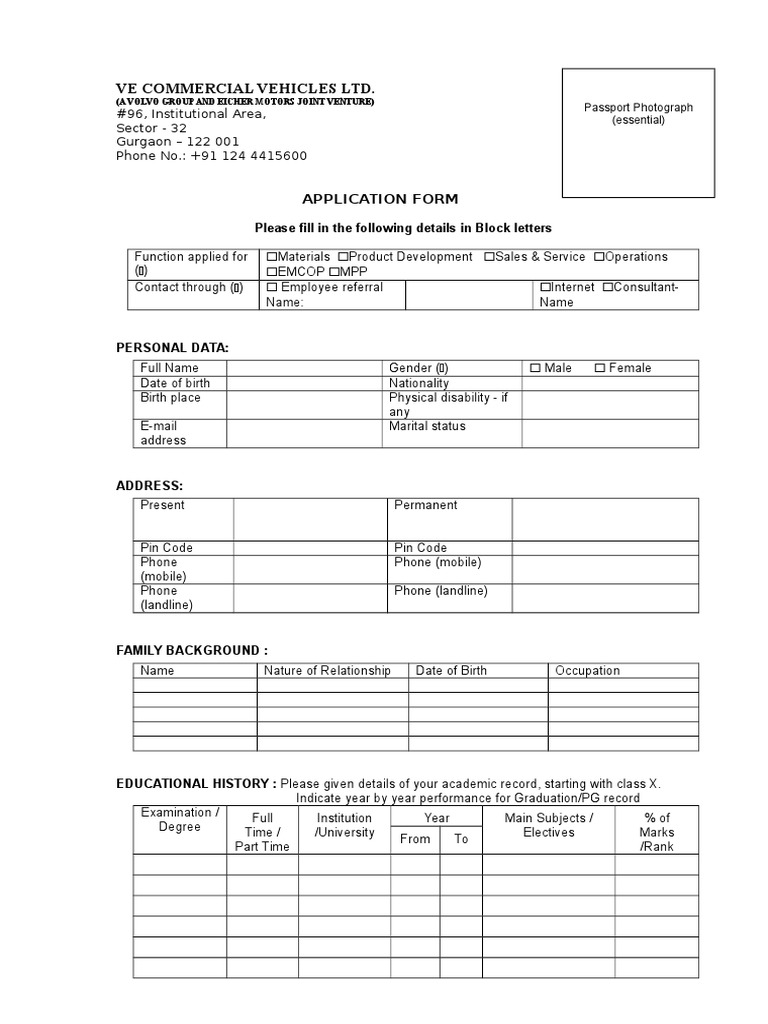 Application Form1 | PDF | Employment | Labour