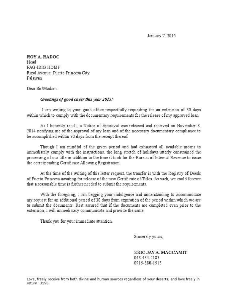 Request for Pag-IBIG Loan Extension | PDF | Law