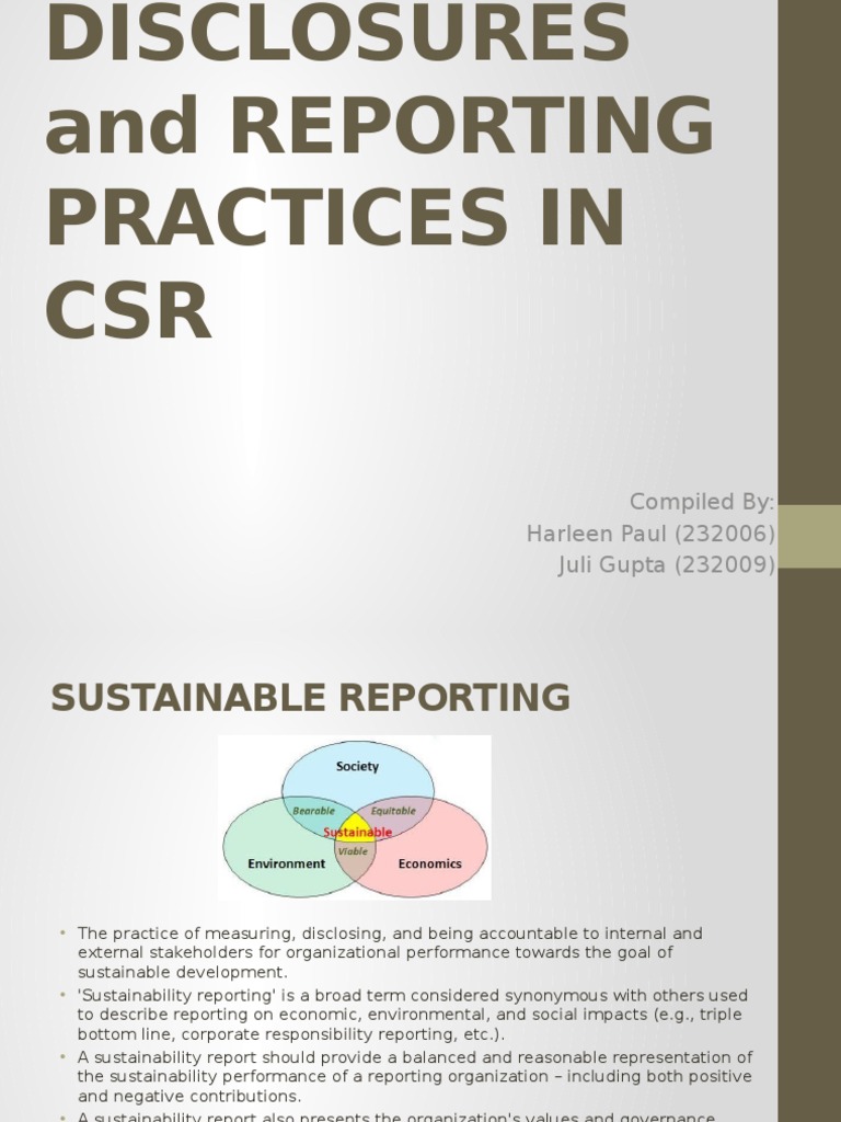 CSR - Reporting and Disclosure Practices | Corporate Social ...
