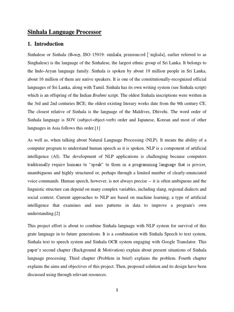 Project Proposal For Sinhala Language Processing PDF Speech Synthesis Optical Character 