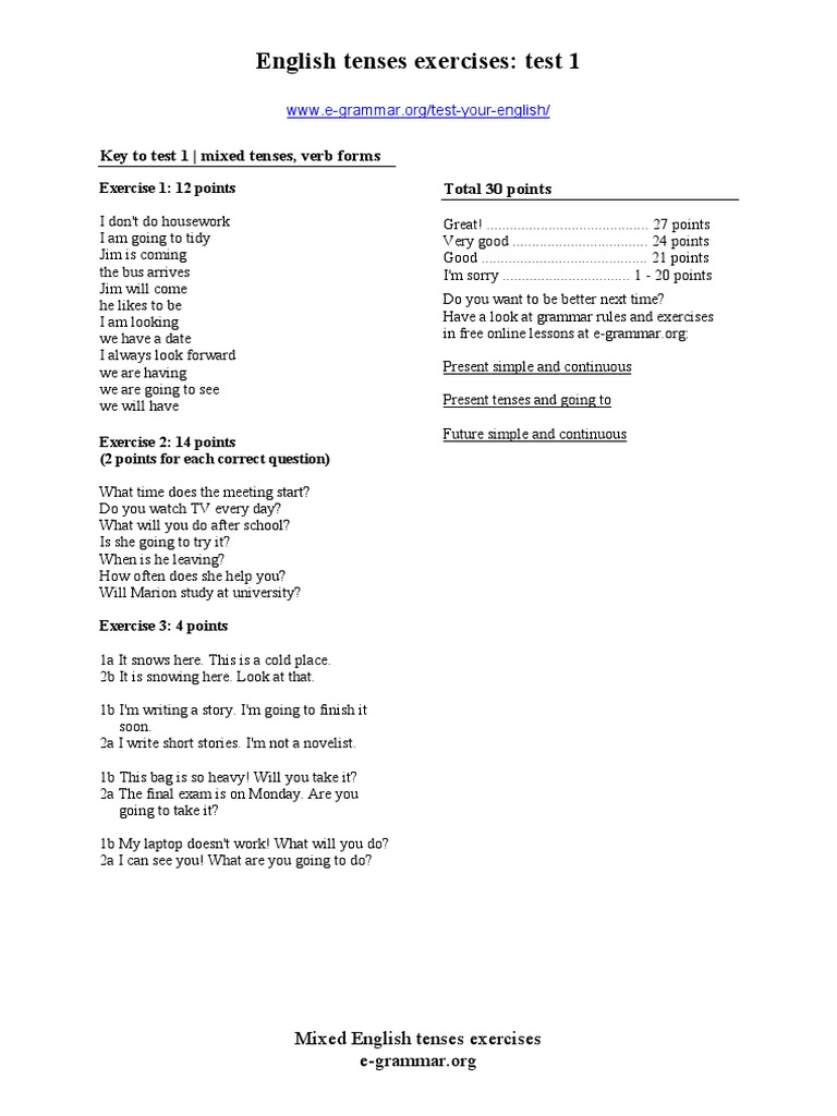 Key Test Your English 123 | PDF