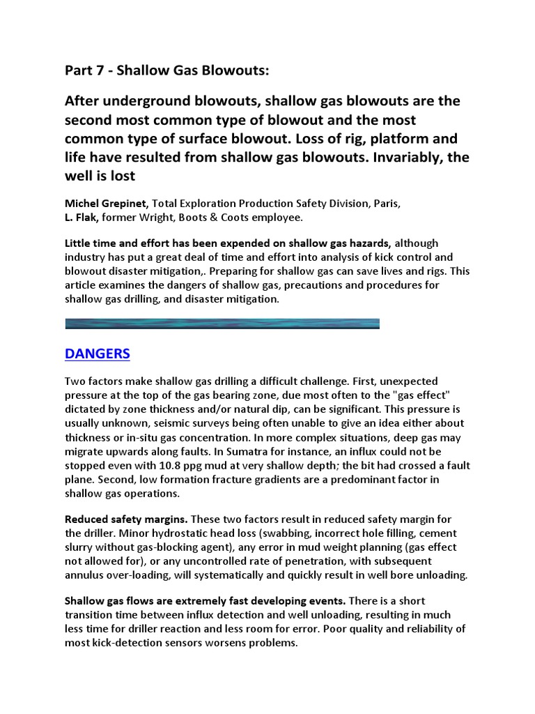 Part 7 - Shallow Gas Blowouts | PDF | Blowout (Well Drilling ...